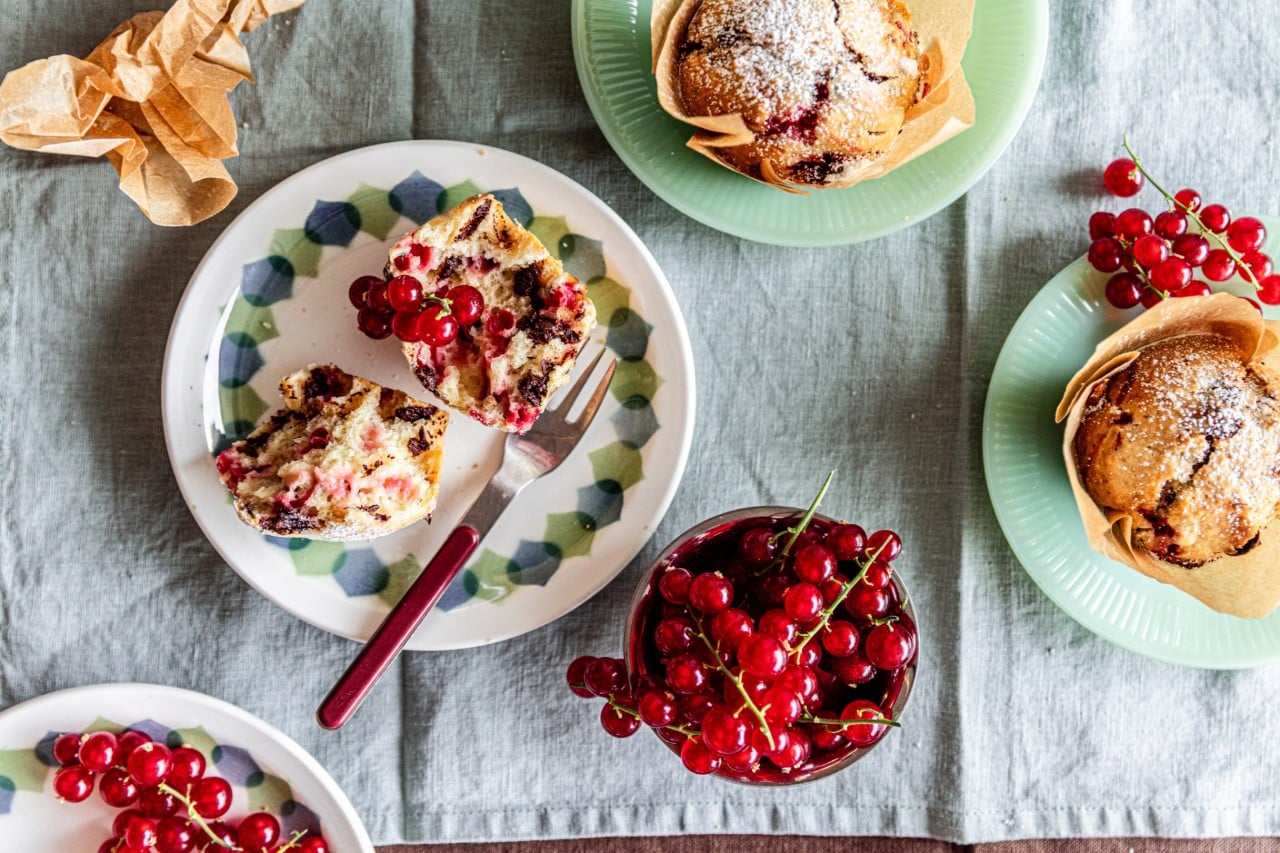 Saftige Ribisel-Muffins mit Schokolade