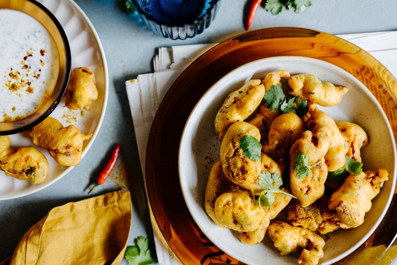 Indisches Chicken Pakora mit Jogurt-Minz Sauce
