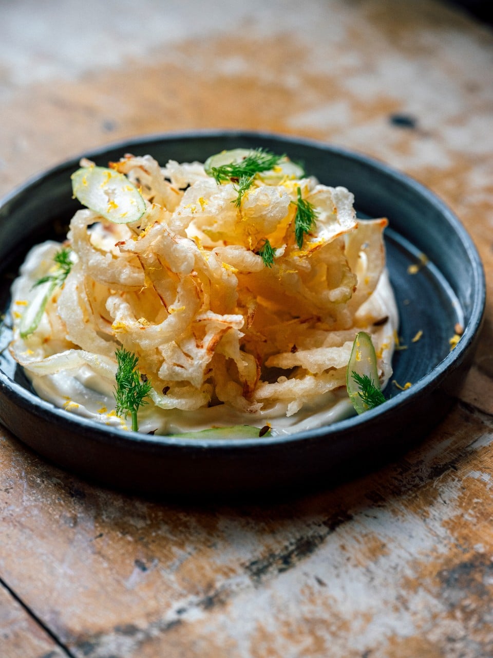 Fenchel im Tempurateig mit Zitronenmayo