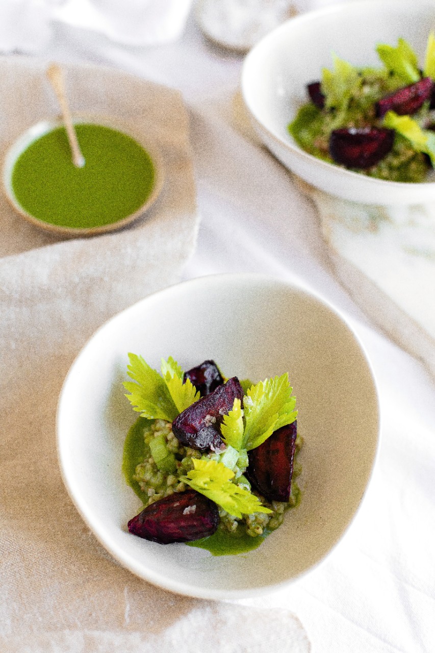 Buchweizen mit Rote Rübe und Dillmarinade